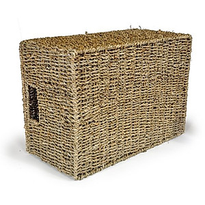 The Lucky Clover Trading Co. Classic Braided Seagrass Lid, Large Basket, 20.5" L x 15.75" W x 9.5" H (10" H, Natural