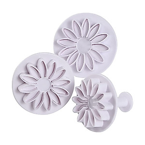 3Pcs Hand Press Flower Fondant Stamp, Fondant Cake Cutter Mould, Chrysanthemum Cookie Cutter Cake Decorating Mold