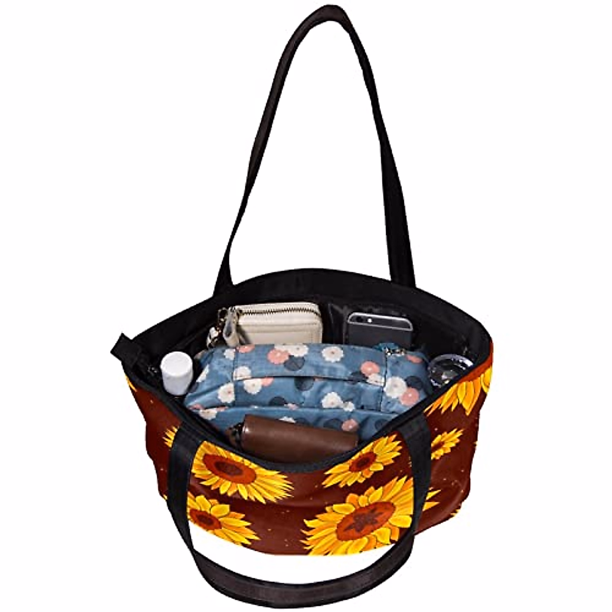 Women's Large Size Canvas Shoulder Bag Hobo Crossbody Handbag Casual Tote, Sunflower Brown