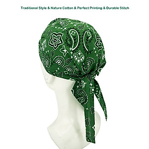 Cotton Doo Rags Skull Bandana Motorcycle Dew Rags Head Wrap Cycling Sweat Hard Helmet Liner Paisley Chef Hats Do Rag Welder Welding Rag Caps for Men and Women (Paisley Pack)
