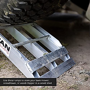 Titan Distributors Titan Ramps 36 x 8 Aluminum Dual Shed Ramps with 4 Rung Spacing, Rated 750 LB Each, Garage Shed Storage, Easy Loading