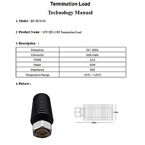 BECEN 50W 7/16 DIN Male Connector Dummy Load,Termination Load, 50 ohm, DC to3 GHz