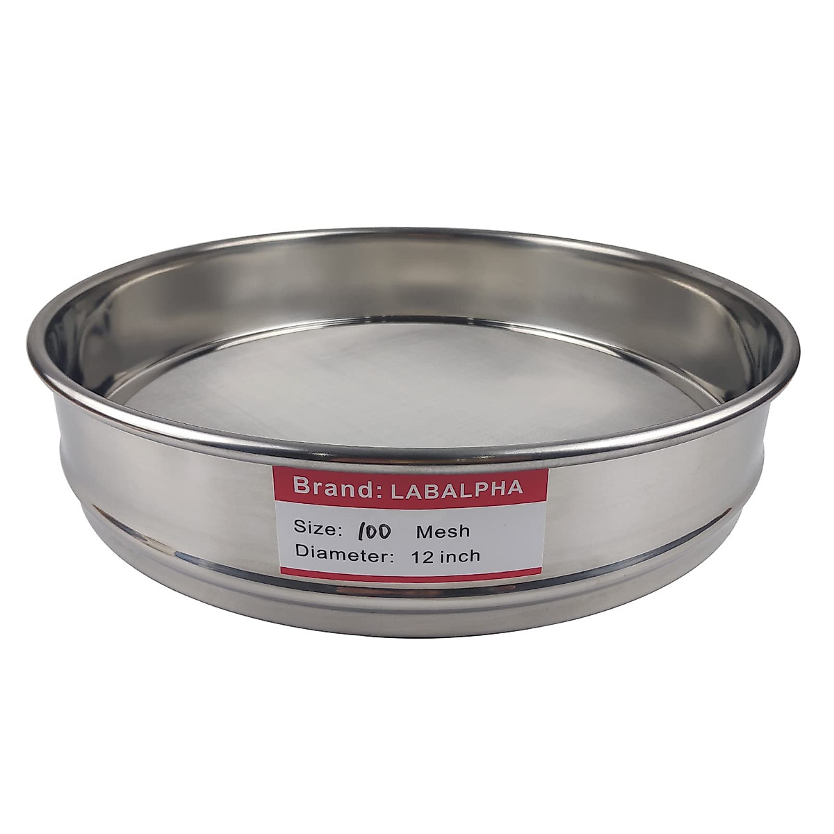 LABALPHA 100 Mesh Lab Sieves, 100 Mesh Test Sieve, 12'' Diameter, 304 Stainless Steel Wire Cloth (0.15mm)