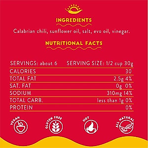 Calabrian Chili Peppers, Whole, All Natural, Non-GMO, Original, Product of Italy, Retail Glass Jar, 10.2 oz, TuttoCalabria