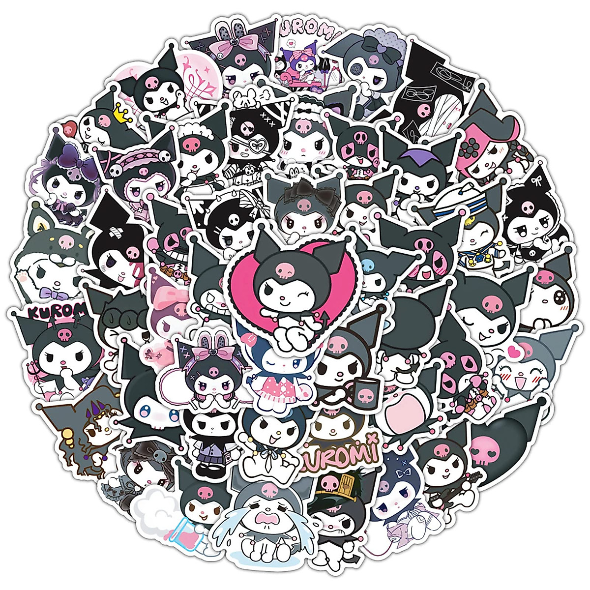 Kuromi Stickers Pack 50Pcs, Cannity Cute Kawaii Stickers for Water Bottles Laptop Scrapbook Journaling Waterproof Vinyl Decals Japanese Anime Stickers for Kids Teens Adults