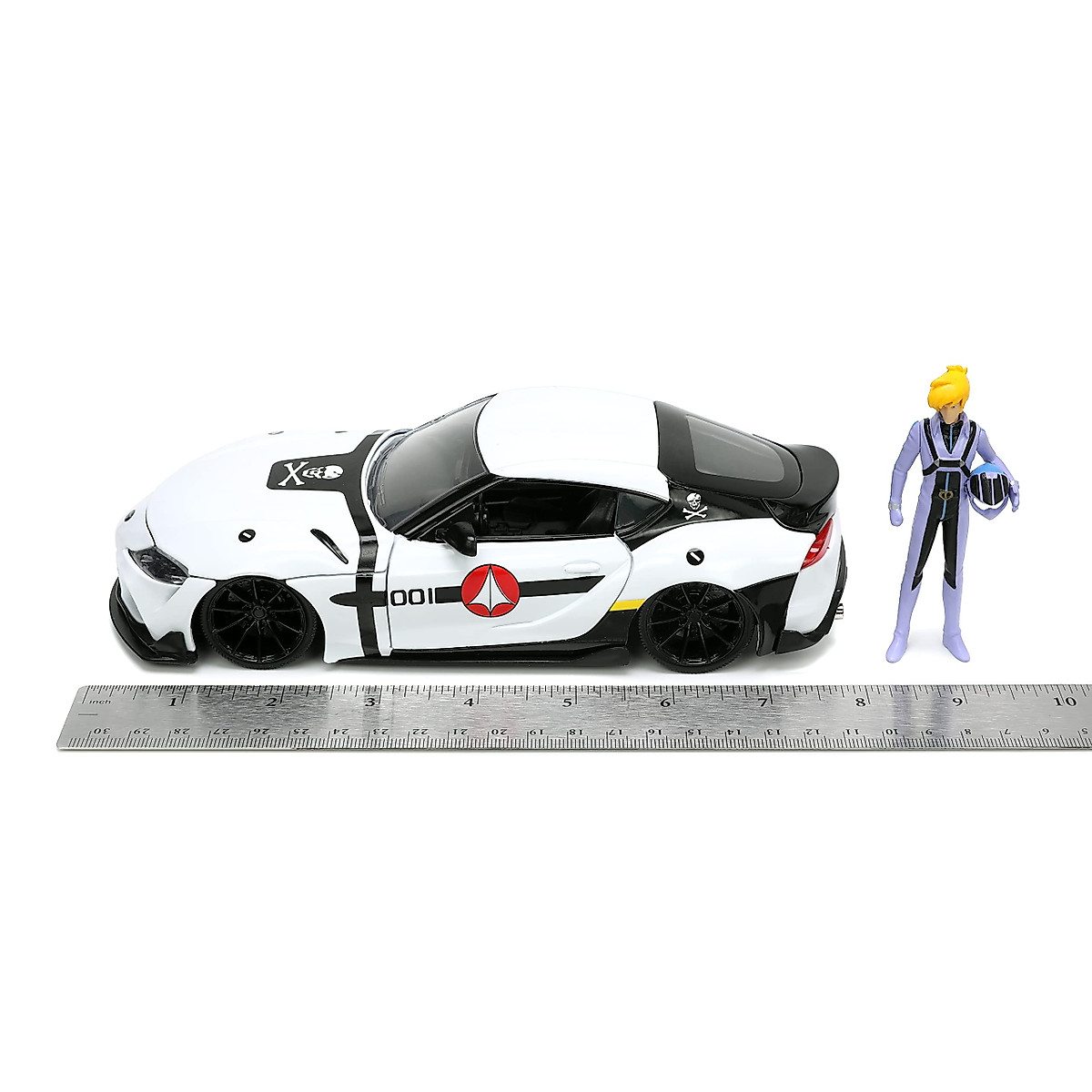 Robotech 1:24 2020 Toyota Supra Die-cast Car & 2.75" Roy Focker Figure, Toys for Kids and Adults