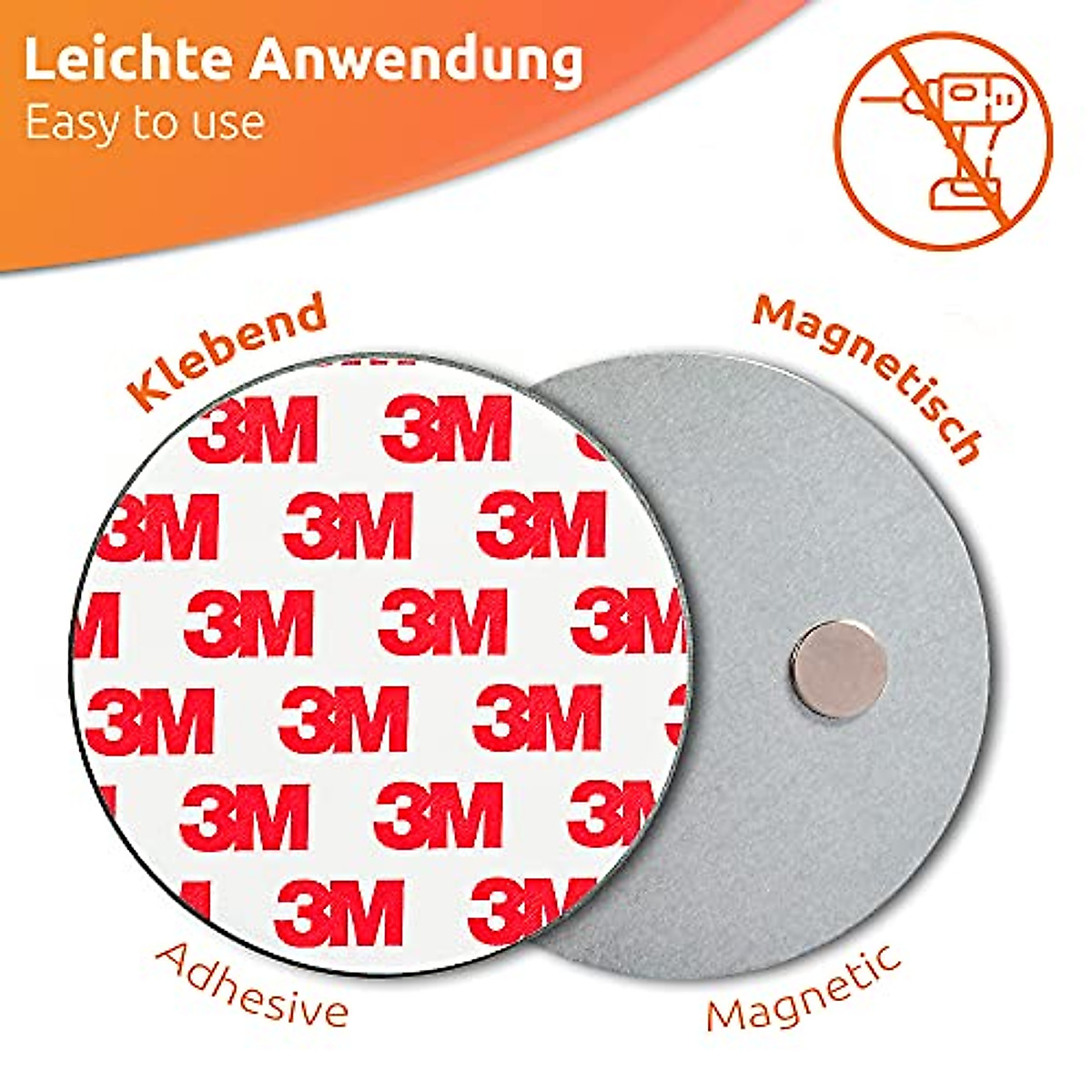 ECENCE Magnetic Smoke Detector Installation Tool 2pcs Magnetic Adhesive Pads with 3M Glue for Smoke Alarms Ø 70mm, No Drilling Or Screws, Quick and Easy Fastening