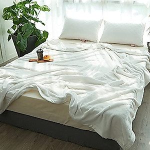 LIANLAM King Size Fleece Blanket Lightweight Super Soft and All Season Warm Fuzzy Plush Cozy Luxury Bed Blankets Microfiber (White, 104"x90")