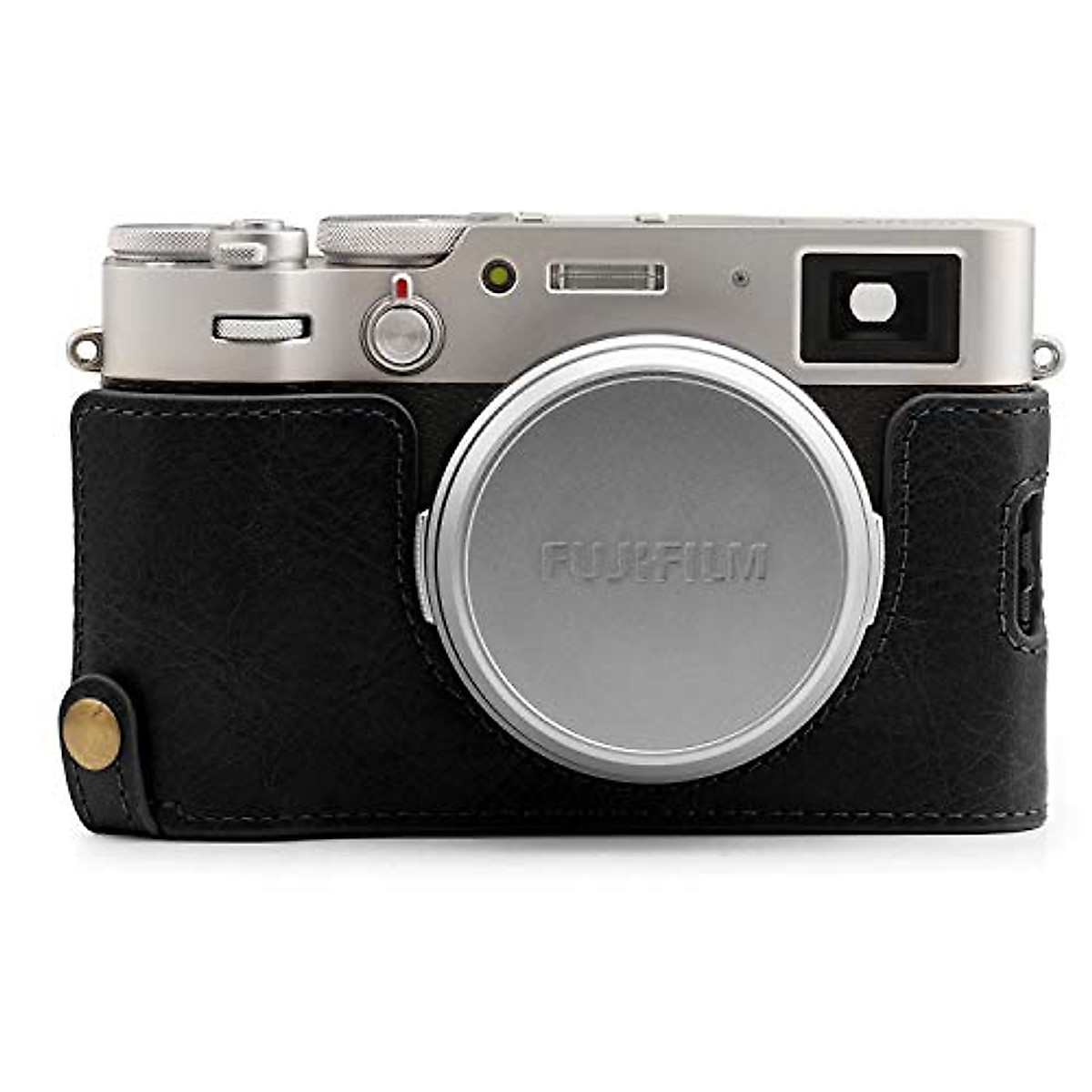 MegaGear MG1894 Ever Ready Genuine Leather Camera Half Case Compatible with Fujifilm X100V - Black