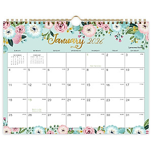 2023-2024 Wall Calendar - 18 Monthly Calendar 2023-2024, February 2023 - June 2024, 11" x 8.5", Twin-Wire Binding + Hanging Hook + Thick Paper + Unruled Blocks with Julian Dates - Floral