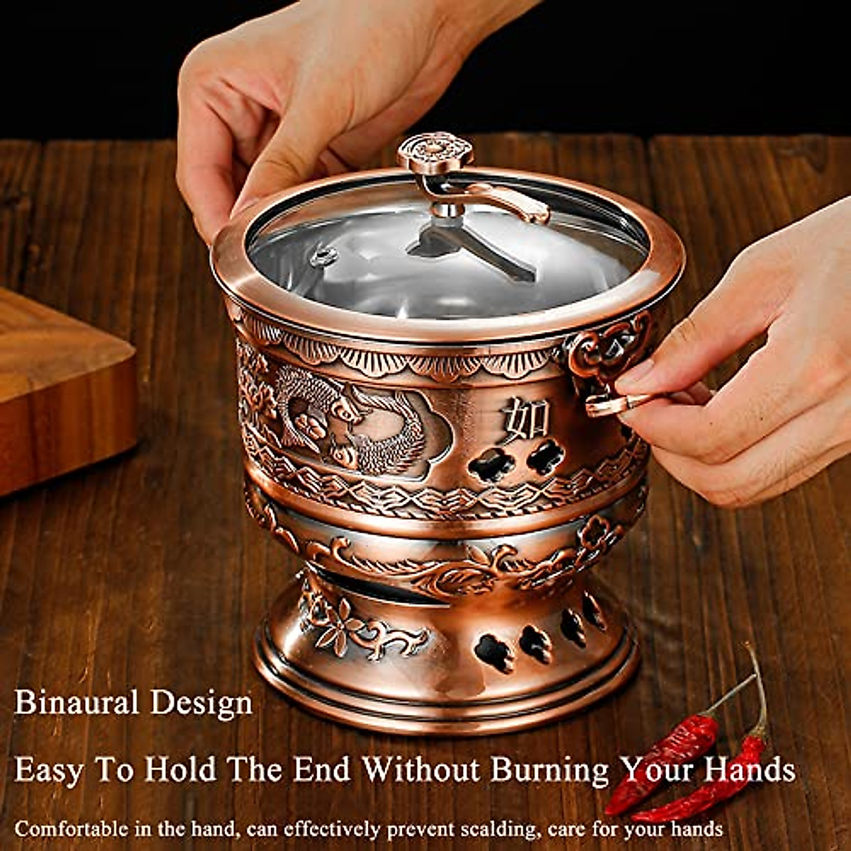 Stainless Steel Food Warmers, Dish Catering Heating Plate Stove Buffet with Pans and Fuel Holders for Buffets Caterings Parties Buffet Server Warming Tray/Red Copper