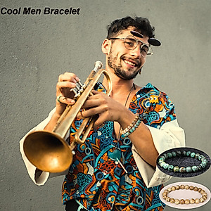 SONNYX 15 PCS 8mm Gorgeous Semi-Precious Gemstones Bracelets Round Beaded Bracelets for Women Men Stone Crystal Stretch Beads Bracelet Unisex