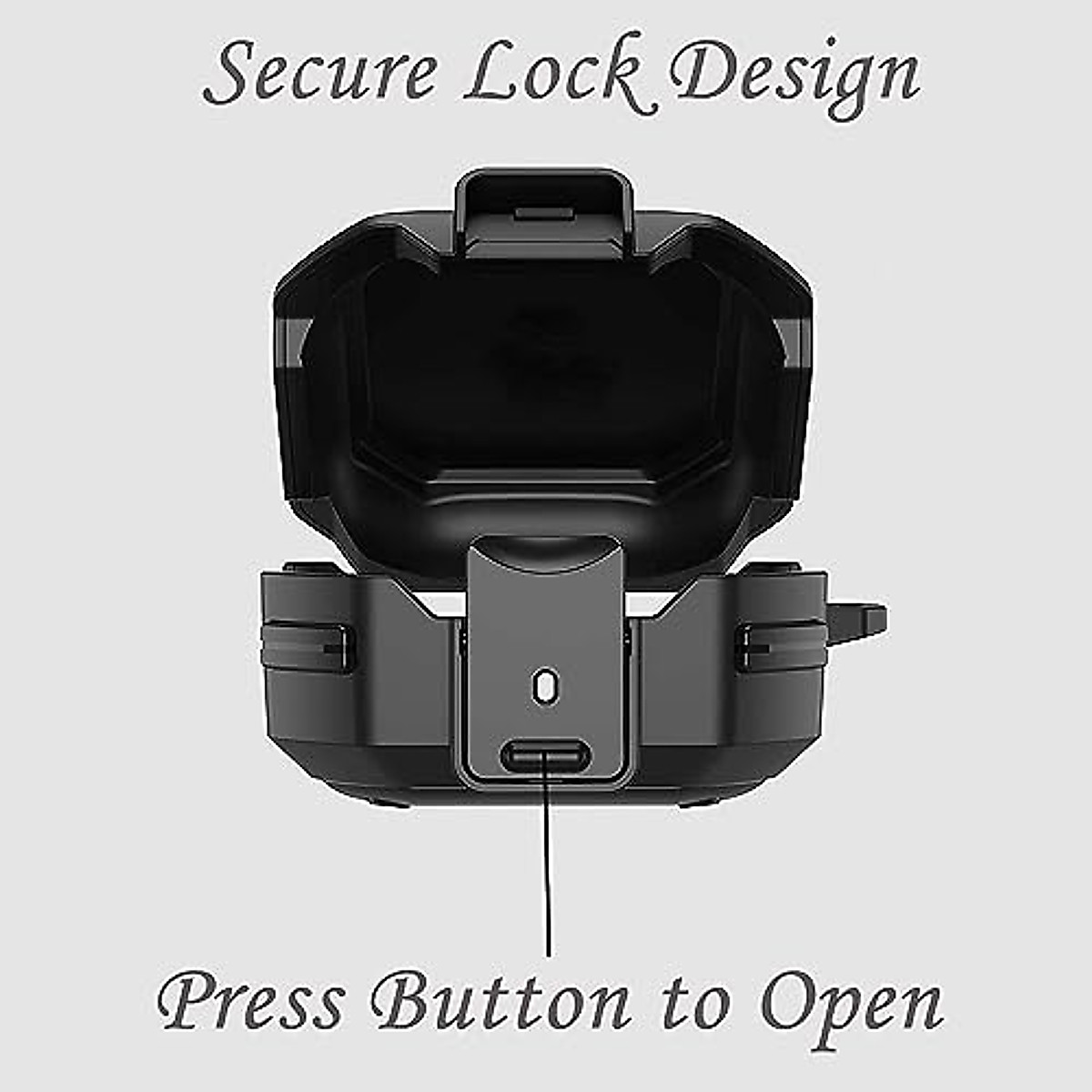 Military Armor Case with Secure Lock for Samsung Galaxy Buds Pro 2 Case/Buds Pro Case/Buds Live Case/Buds 2 Case Cover Full-Body Rugged Hard Shell for Men Women with Keychain Carabiner #Black