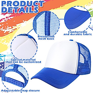 Jeyiour 48 Pack Trucker Hat Bulk Polyester Adjustable Plain Mesh Sublimation Blank Baseball Cap for Women Men Kids(Large,Multi Colors)