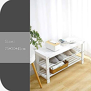 ZXZAX White Shoe Bench Home Minimalist Porch Door Can Sit Shoe Cabinet Simple Solid Wood Shoes Bench Shoe Rack