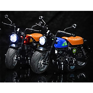 Gilumza Pull Back Motorcycle Toys, Tiny Gift with Music Lighting, Classic Motorcycles Toy for Boys Kids Age 3 4 5 6 7 8 Year Old (White)