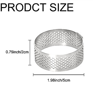 10 Pcs 1.98 Inch Stainless Steel Tart Ring, Heat-Resistant Perforated Cake Mousse Ring, Round Ring Baking doughnut tools 5cm