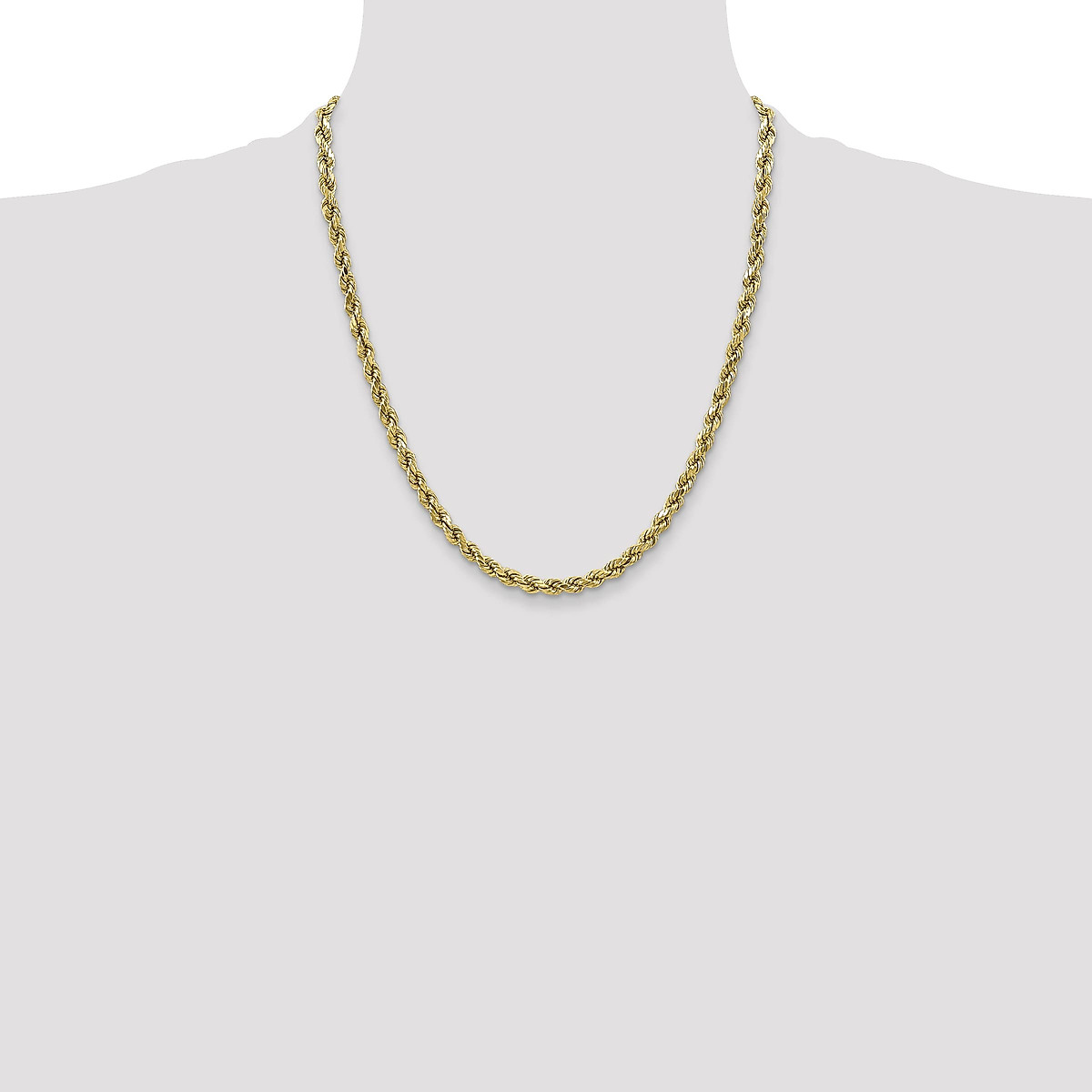 Avariah 10k Yellow Gold 3.5mm Semi-solid Diamond Cut Rope Chain - 22"