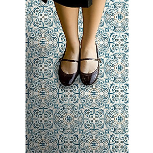 FloorPops FP2477 Fontaine Peel & Stick Floor Tiles, Blue