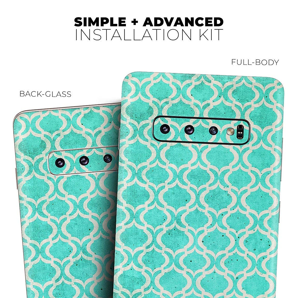 DesignSkinz Teal and White Bubble Morrocan Pattern Protective Vinyl Decal Wrap Skin Cover Compatible with The Samsung Galaxy S20 (Screen Trim & Back Glass Skin)