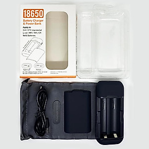 Portable 18650 Battery Charger, 3.7v Rechargeable Batteries Charger with USB C Input for 3.7V Rechargeable Lithium Li ion Batteries with Protective Cover, Independent Slot