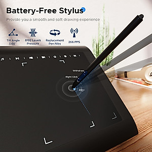 TeinenRon Graphics Drawing Tablet with Stand,10x6 Inch Drawing Tablet with 8192 Level Pen,12 Hot Keys,Digital Drawing Pad Compatible with PC/Mac/Android for Painting,Design&Online Teach