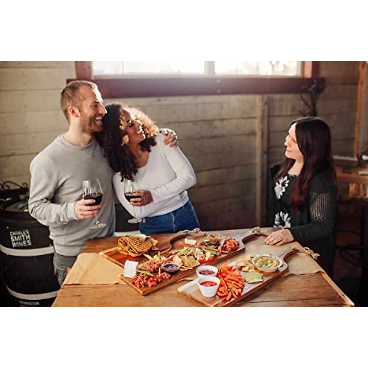 TOSCANA - a Picnic Time Brand - Artisan 24" Acacia Charcuterie Board with Raw Wood Edge, Cheese Board, Serving Platter, (Acacia Wood)