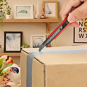 DOWELL Utility Knife Box Cutter Retractable Hobby Knife 6-Piece with 20-Piece 9mm Snap-Off Blades Heavy Duty Aluminium Handle Cutting Cardboard Boxes or DIY HY040108