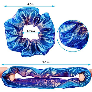 24Pcs Hair Scrunchies for Girls Shiny Metallic Scrunchies Cute Elastic Hair Bands Scrunchy Hair Ties Ponytail Holder for Girls Women Hair Accessories with a Gift Bag for Gym Dance Party Club