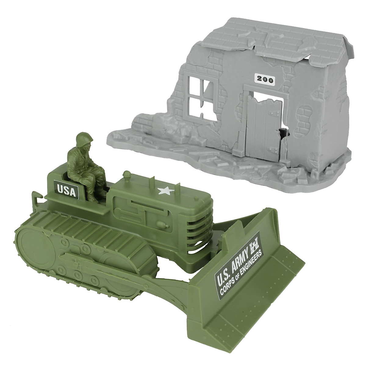 BMC Classic Army Corps of Engineers Bulldozer Building Plastic Army Men Playset