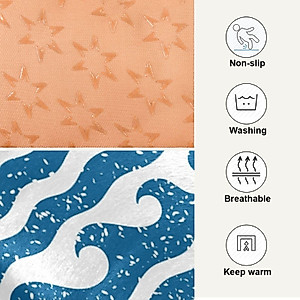 Coikll Ocean Waves Ornament Pet Bed Pad Soft Dog Bed Mat with Anti-Slip Bottom, Machine Washable Crate Pad Mattress for Dog Sleeping- 24 * 18inches