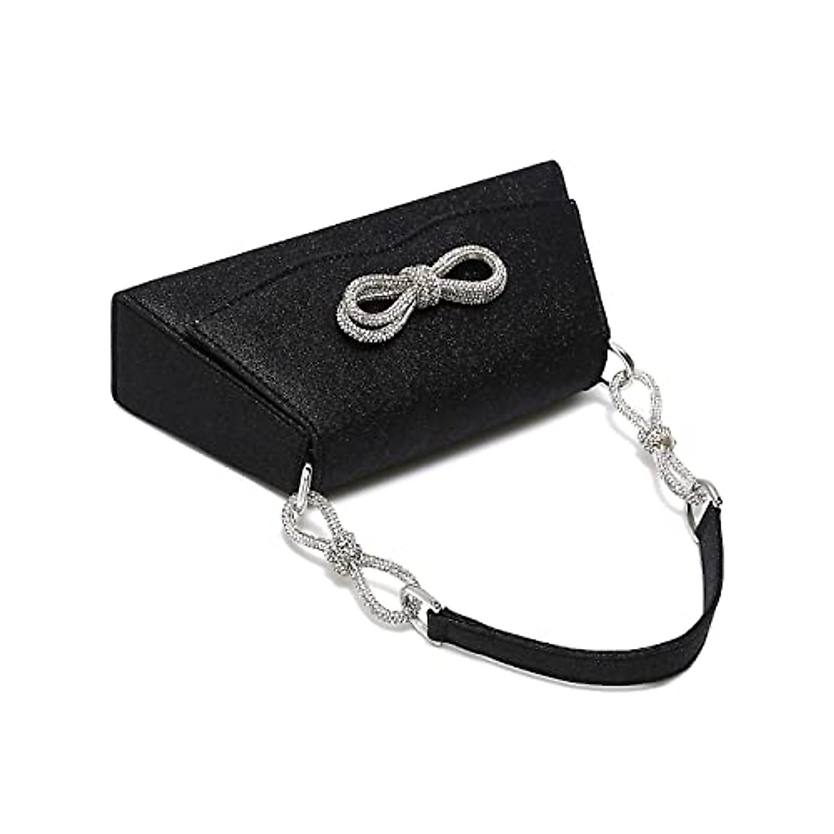 YIKOEE Sparkly Rhinestone Bow Evening Bag Clutch Purses for Women (Black)