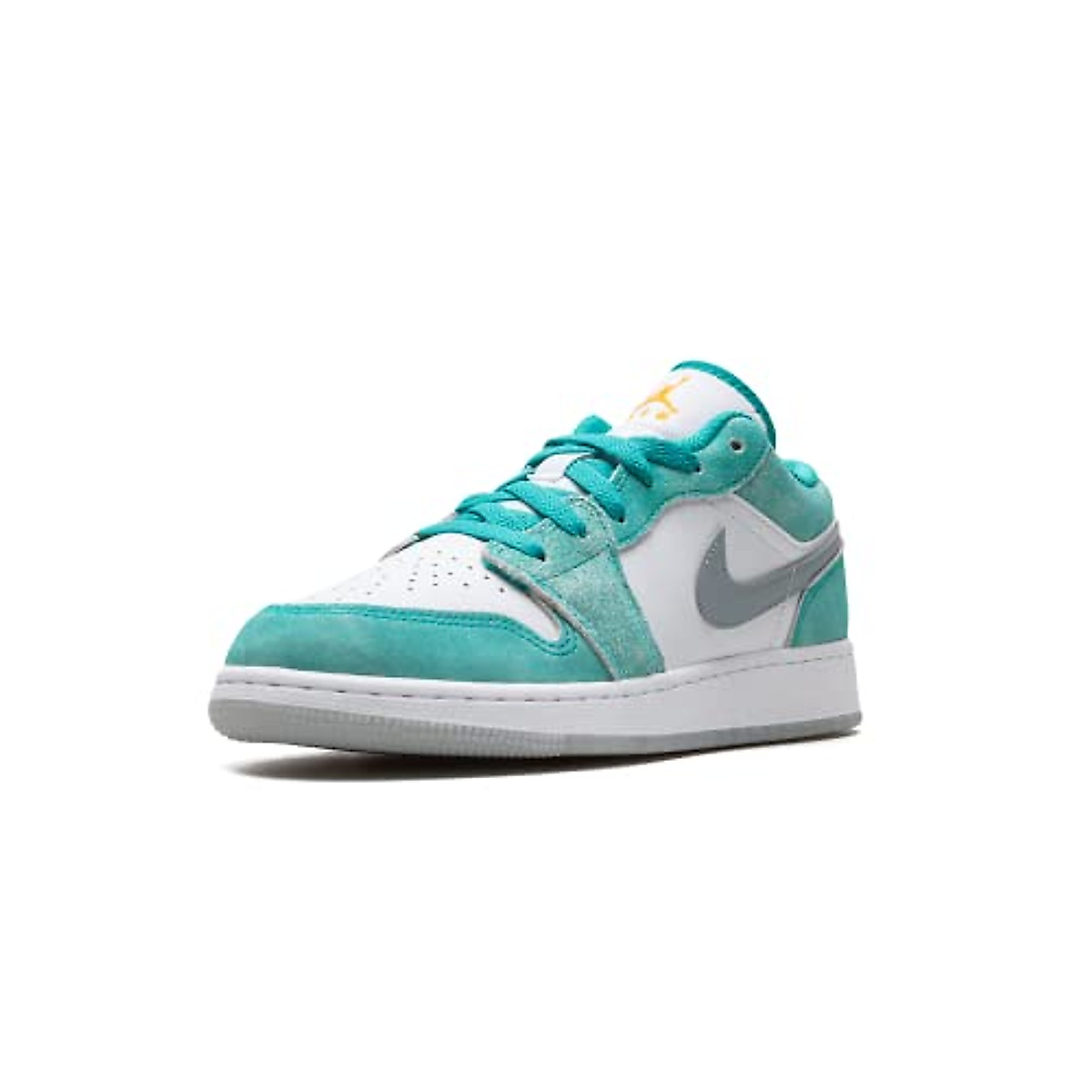 Nike Men's AIR Jordan 1 Low Shoes, New Emerald/Taxi-white, 4 Big Kid