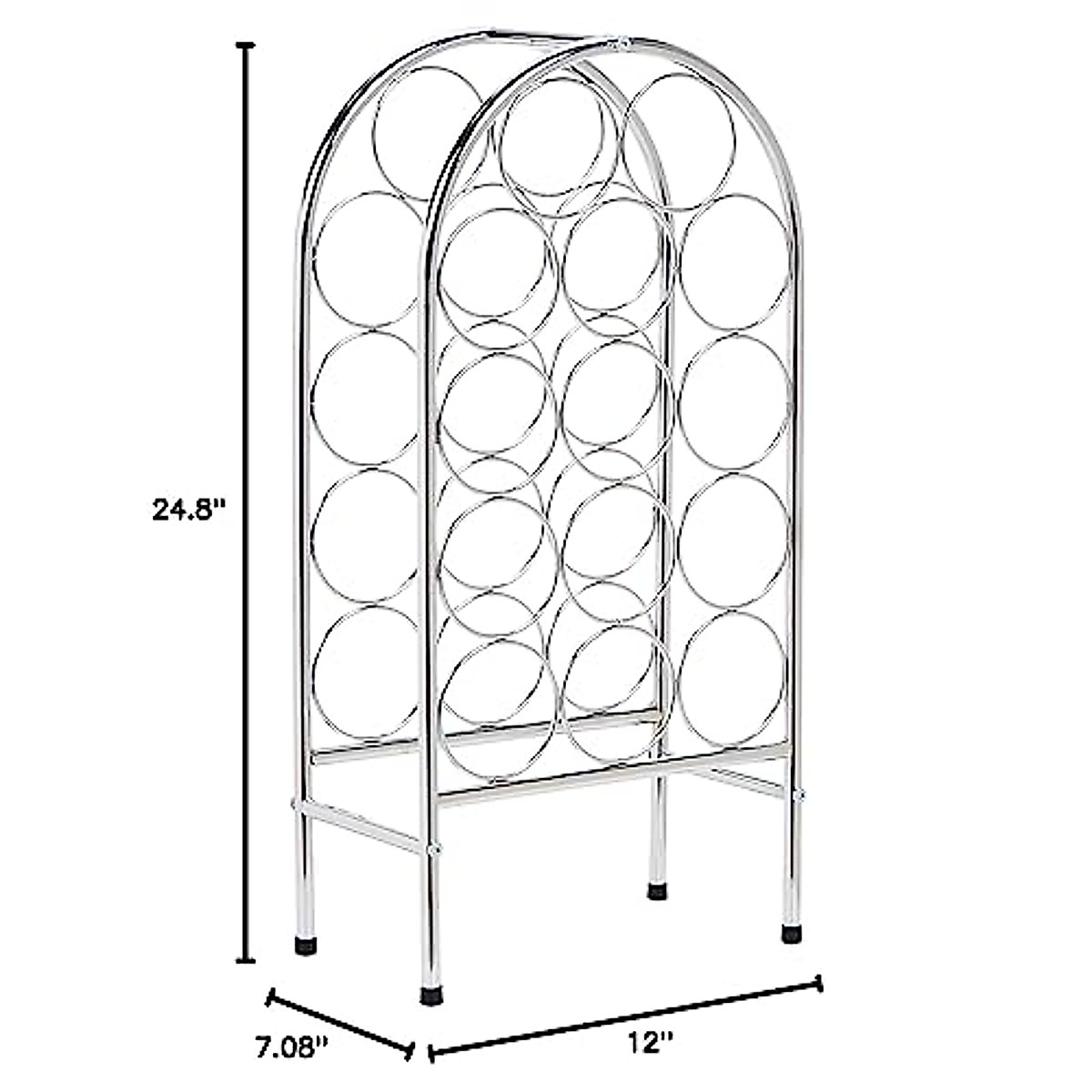 Amazon Basics Curved Metal 14-Bottle Standing Wine Holder Rack, Chrome