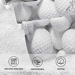 Jucciaco White Golf Balls Cotton Towels for Bathroom Sports Kitchen, Soft Absorbent Hand Towels Set of 2, 16x28 inch