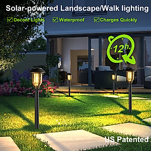 ILANCK 10 Pack Solar Pathway Lights Outdoor Waterproof, Dusk to Dawn Auto On/Off LED Garden Lights, Easy Installation Landscape Lighting for Yard Garden Lawn Driveway