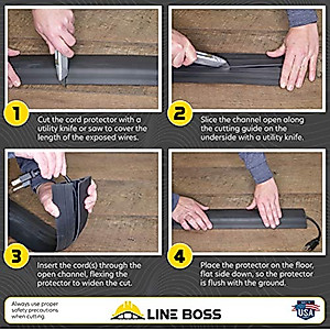 Line Boss 3-Channel Wire Hider, Cord Protector and Cable Organizer for Industrial Cable Management, 4.5 in. X 5 ft., Black, 6500-5C