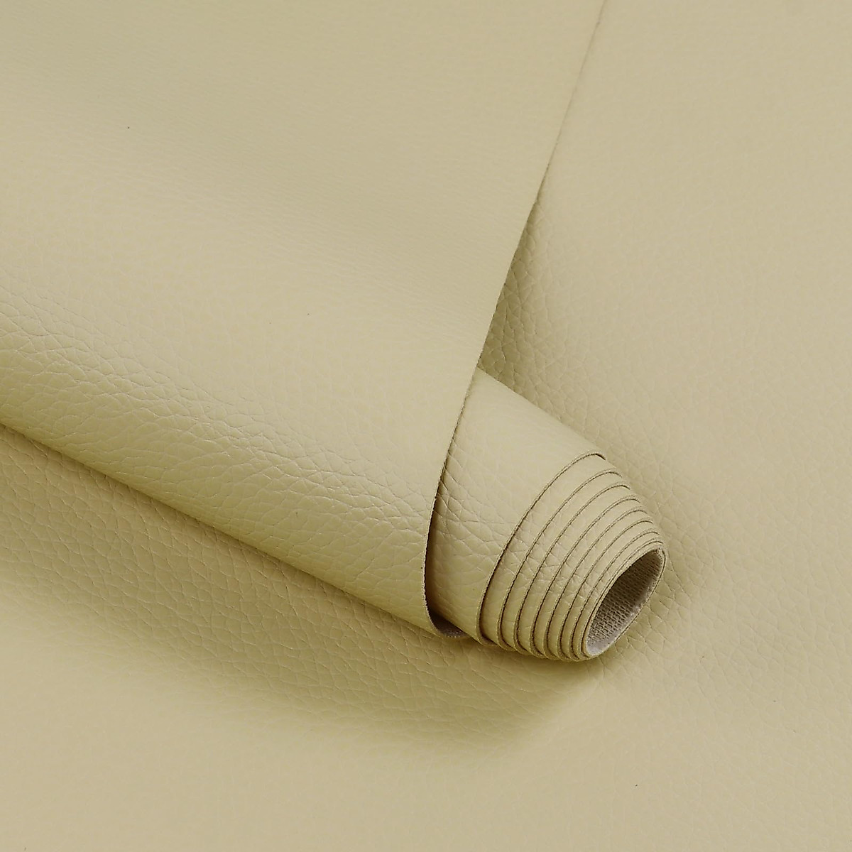 Vinyl Leather Fabric Marine Waterproof Material 55"×108" Upholstery Synthetic Leather Sheets 0.6mm Thick Anti-UV,Non-Peeling for Car Furniture Sofa Boat Headliner Replacement Renovate 55" Wide, Beige