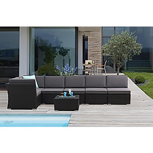iArtHand Patio Sofa Set with Coffee Table Outdoor Sectional Set Patio Conversation Set Patio Furniture Sets All Weather PE Rattan with Thickened Cushion, Manual Weaving