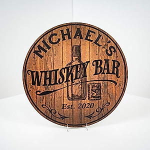 Personalized Whiskey Bar Sign 10" 14" 18" Round Wood Sign Bourbon Bar Accessories Bar Decor Gift B3-00140051001