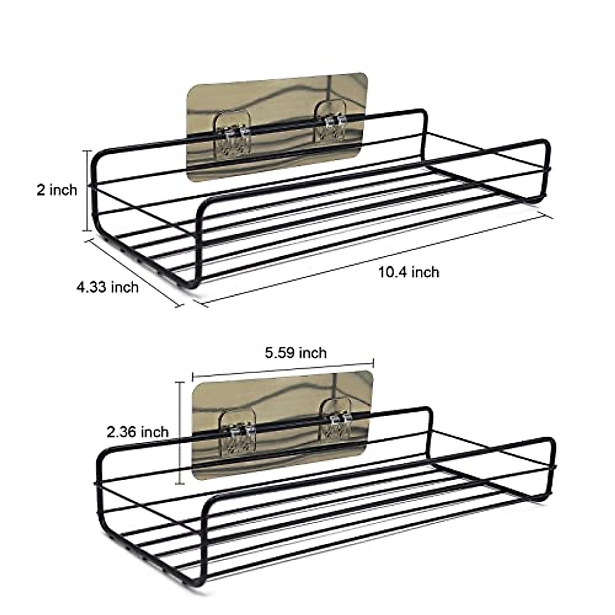 Kurmafa Floating Shelves for Wall Set of 2, Wall Mounted Storage Shelves with Black Metal Frame for Bathroom, Bedroom, Living Room, Kitchen, Office (Black)