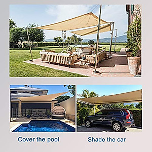 WORKPOINT Rectangle 6'x8' Patio Sun Shade Sail, Shade Sail UV Block Shade Cloth - Sunshade Fabric Awning Shelter for Pergola Backyard Garden Carport (Sand Color)