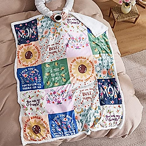 Bedsure Gifts for Mom, Dauhters, Grandma, Wife, Mom Blanket from Daughter, Husband, Son, Gifts for Anniversary Mom Birthday Gifts, Soft Patchwork Throw Blanket 60" × 50"