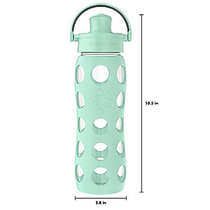 Lifefactory 22-Ounce Glass Water Bottle with Active Flip Cap and Protective Silicone Sleeve, Mint