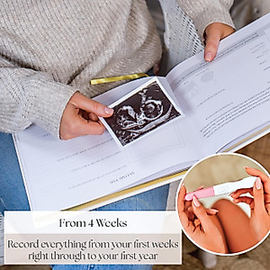Pregnancy Journal For First Time Moms - Keepsake Memory Book Pregnancy Photo Journals - 40 Weekly Calendars Milestone Journey - 200 Page Baby Book Mom Gifts - Space For Ultrasound Photos & Tracking