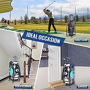 Mythinglogic Golf Bag Storage Organizer Rack-Golf Clubs Organization for Garage, Golf Bag Stand with Movable Hanging Hooks, Golf Equipment and Accessories Storage Racks for Garage,Shed,Basement