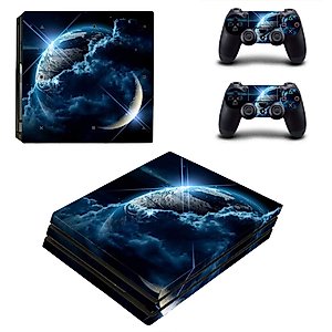 Adventure Games - Earth & Moon - Vinyl Console Skin Decal Sticker + 2 Controller Skins Set - Compatible with PlayStation PS4 PRO gaming console systems