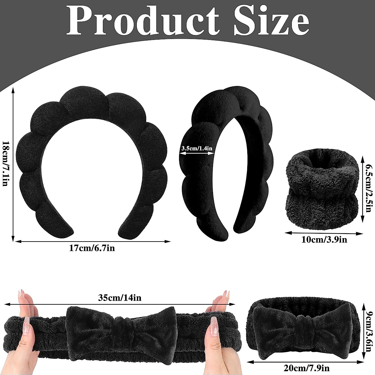 WSICSE Spa Headband for Face Washing, Skincare Headbands and Wrist Washband Set Soft Makeup Headband for Skin Care, Makeup Removal Face Wash Headband for Teen Girl Gifts