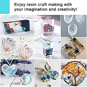 Epoxy Resin Clear Crystal Coating Kit 40oz - 2 Part Casting Resin for Art, Craft, Jewelry Making, River Tables, Bonus Gloves, Measuring Cup, Wooden Sticks, Dropper, Gold Foil Flakes and Tweezers