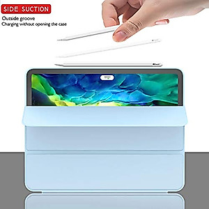 ZryXal New iPad Pro 12.9 Case 2022/2021 (6th/5th Generation) with Pencil Holder, Premium Protective Case Cover with Soft TPU Back and Auto Sleep/Wake Feature for 2022 iPad Pro 12.9 (Sky Blue)